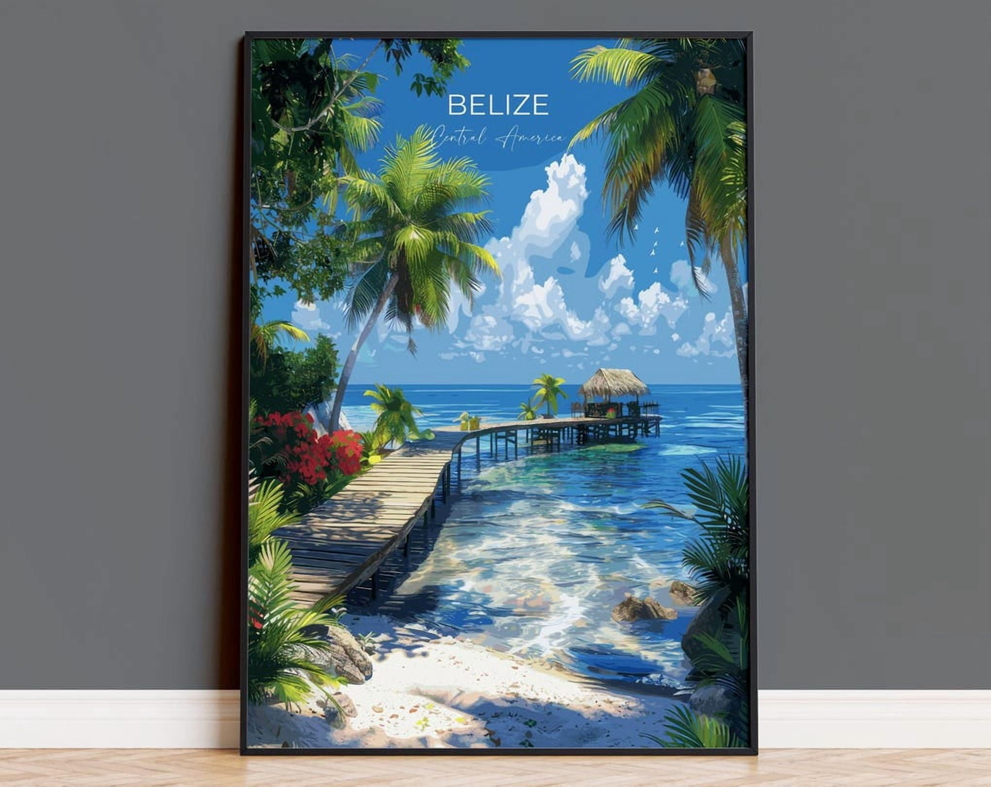 DOPAPRINT Belize Travel Poster, Travel Print Of Belize, Central America ...
