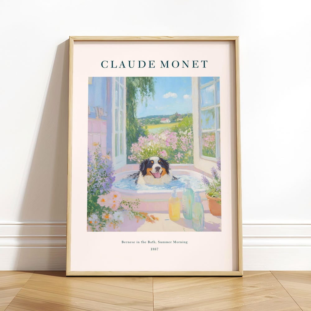DOPAPRINT Bernese Mountain Dog Print, Monet Print, French Bathroom Wall ...