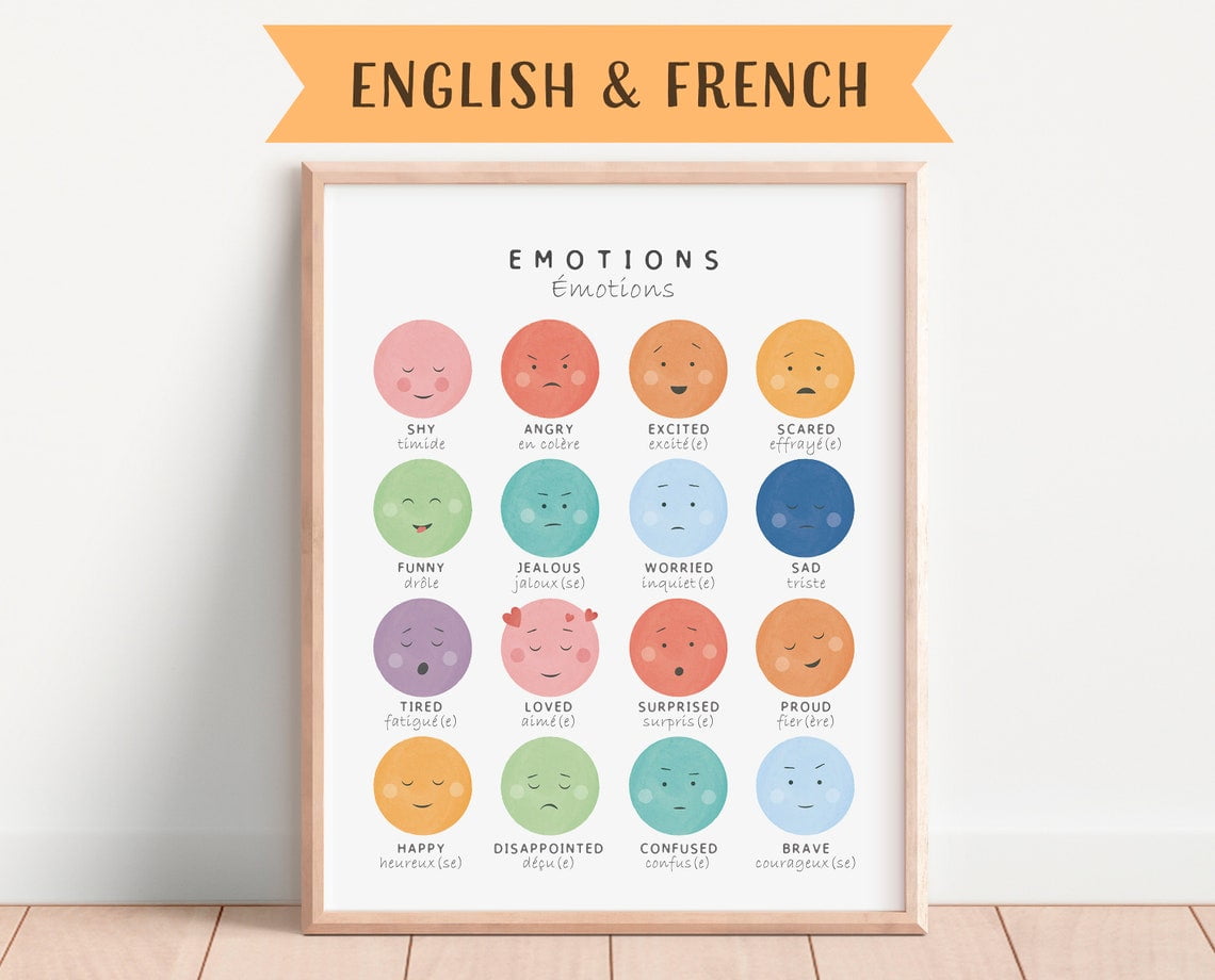 DOPAPRINT Bilingual French Educational Poster, Playroom Educational ...