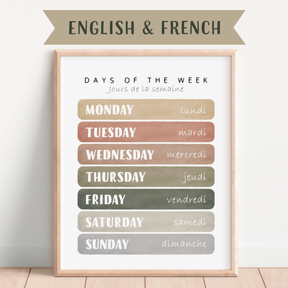 DOPAPRINT Bilingual French Educational Poster, Playroom Educational ...