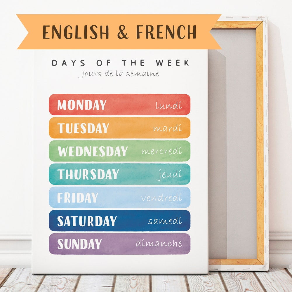 DOPAPRINT Bilingual French Educational Poster, Playroom Educational ...