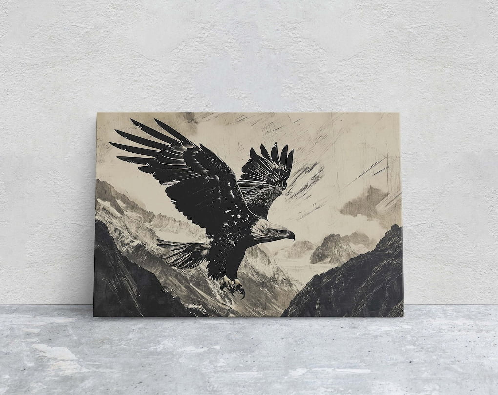 DOPAPRINT Black And White Eagle, Bald Eagle Painting, Cabin Decor ...
