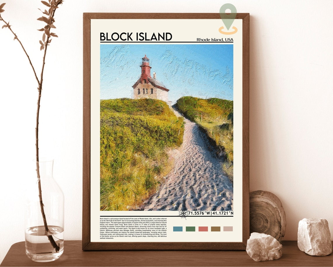 DOPAPRINT Block Island Print, Block Island Poster, Block Island Wall ...
