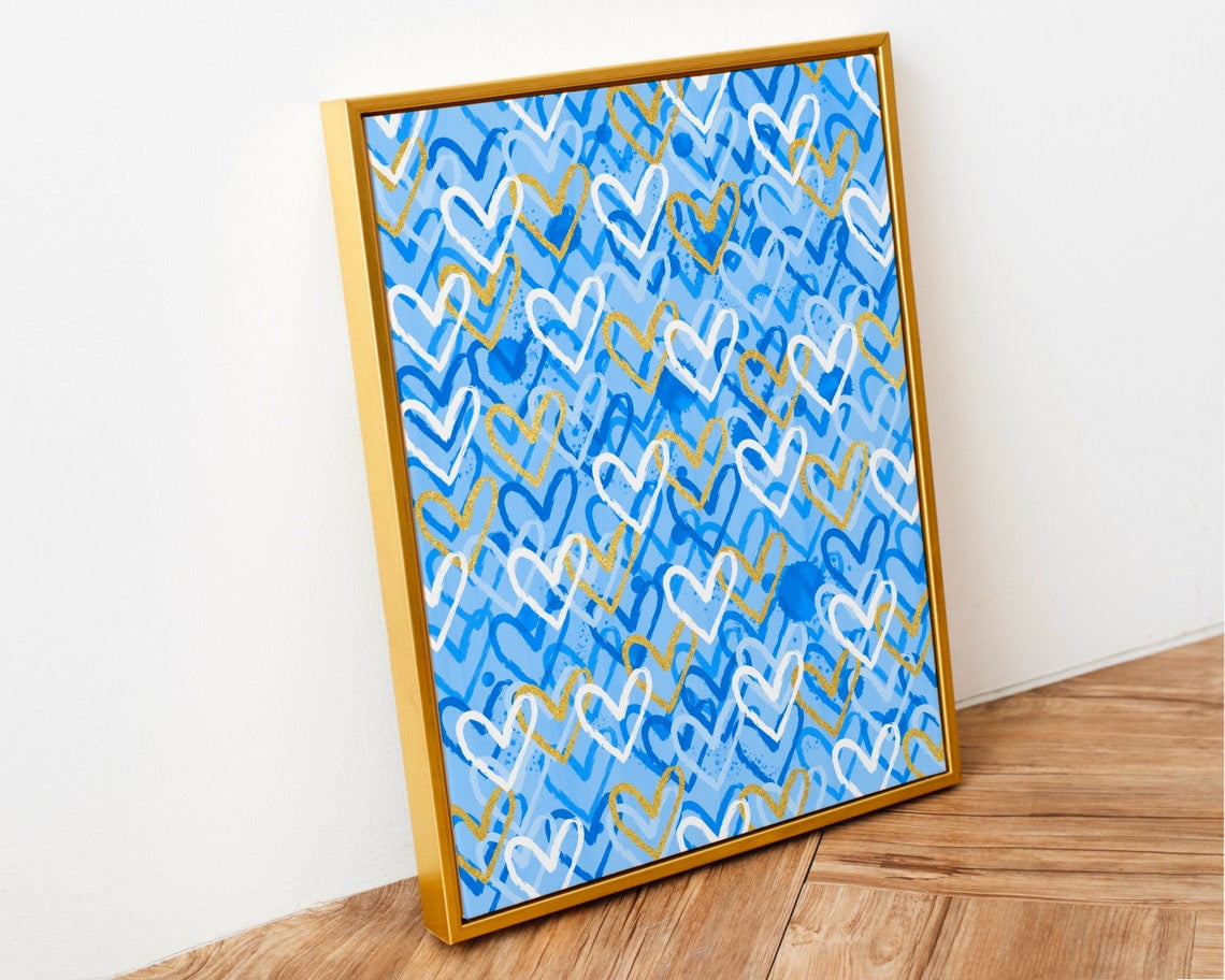 DOPAPRINT Blue Heart Preppy Wall Art Preppy Room Decor For Teens Trendy ...