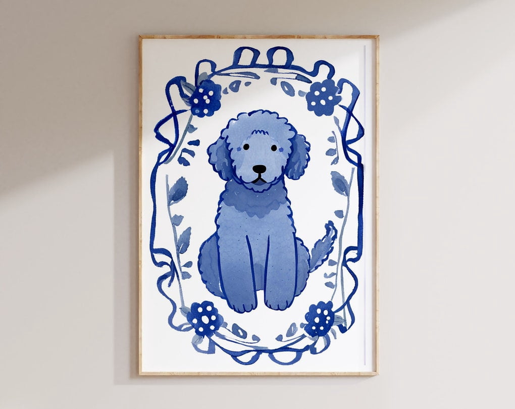 DOPAPRINT Blue Willow Goldendoodle Print Dog Drawing Dog Portrait ...