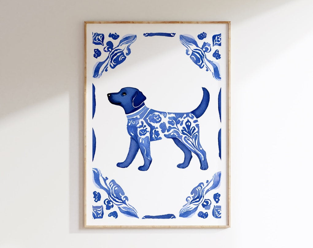 DOPAPRINT Blue Willow Labrador Retriever Print Dog Drawing Dog Portrait ...