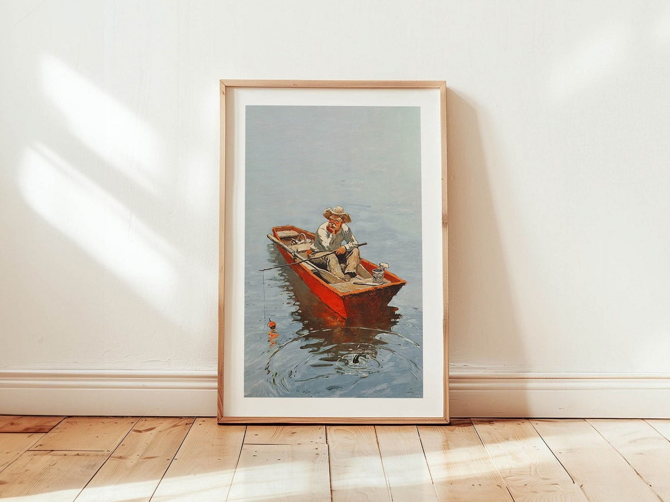 DOPAPRINT Boat Fisherman Print Vintage Fishing Art Retro Fishing Wall ...