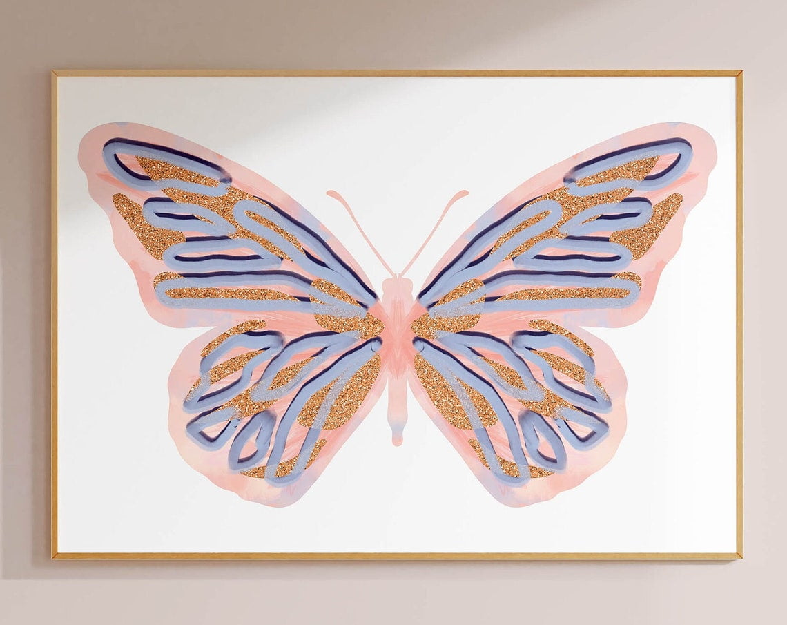 DOPAPRINT Boho Beige Pastel Wall Art Split Butterfly Baby Girl Nursery ...