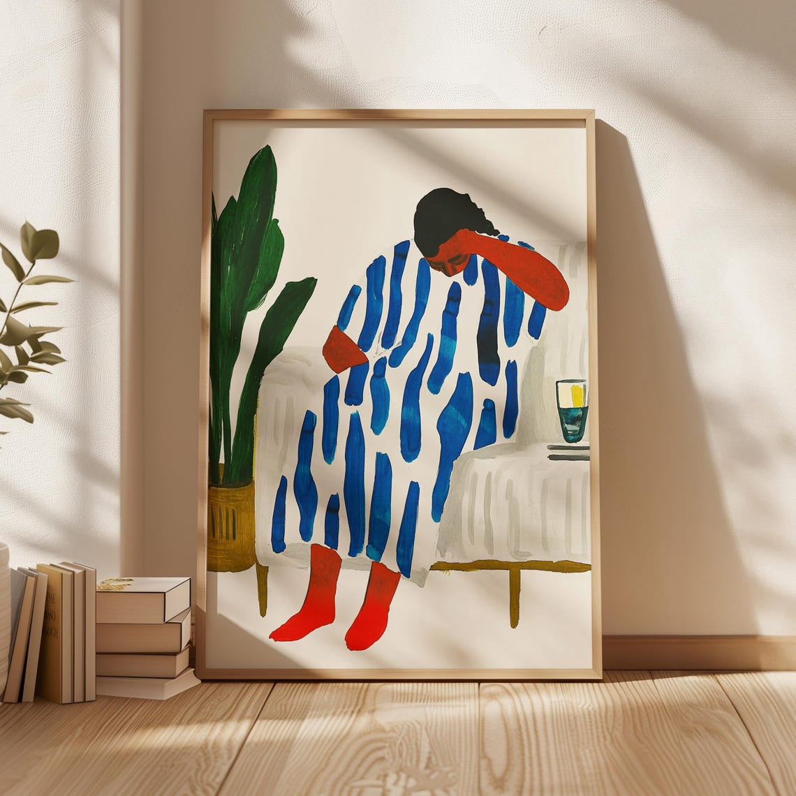 DOPAPRINT Bold Abstract Portrait Print, Modern Blue And Red Art ...