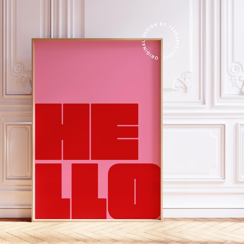 DOPAPRINT Bold Typography Prints, Red And Pink Wall Art, Indie Room ...