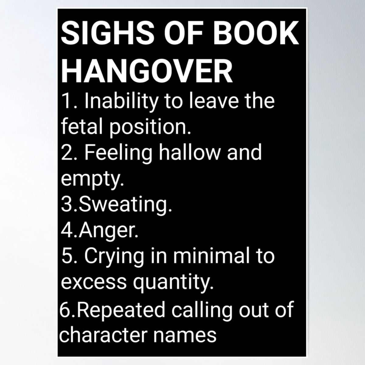 DOPAPRINT Book Hangover Sighs Poster Wall Art, Modern Wall Decor NO ...