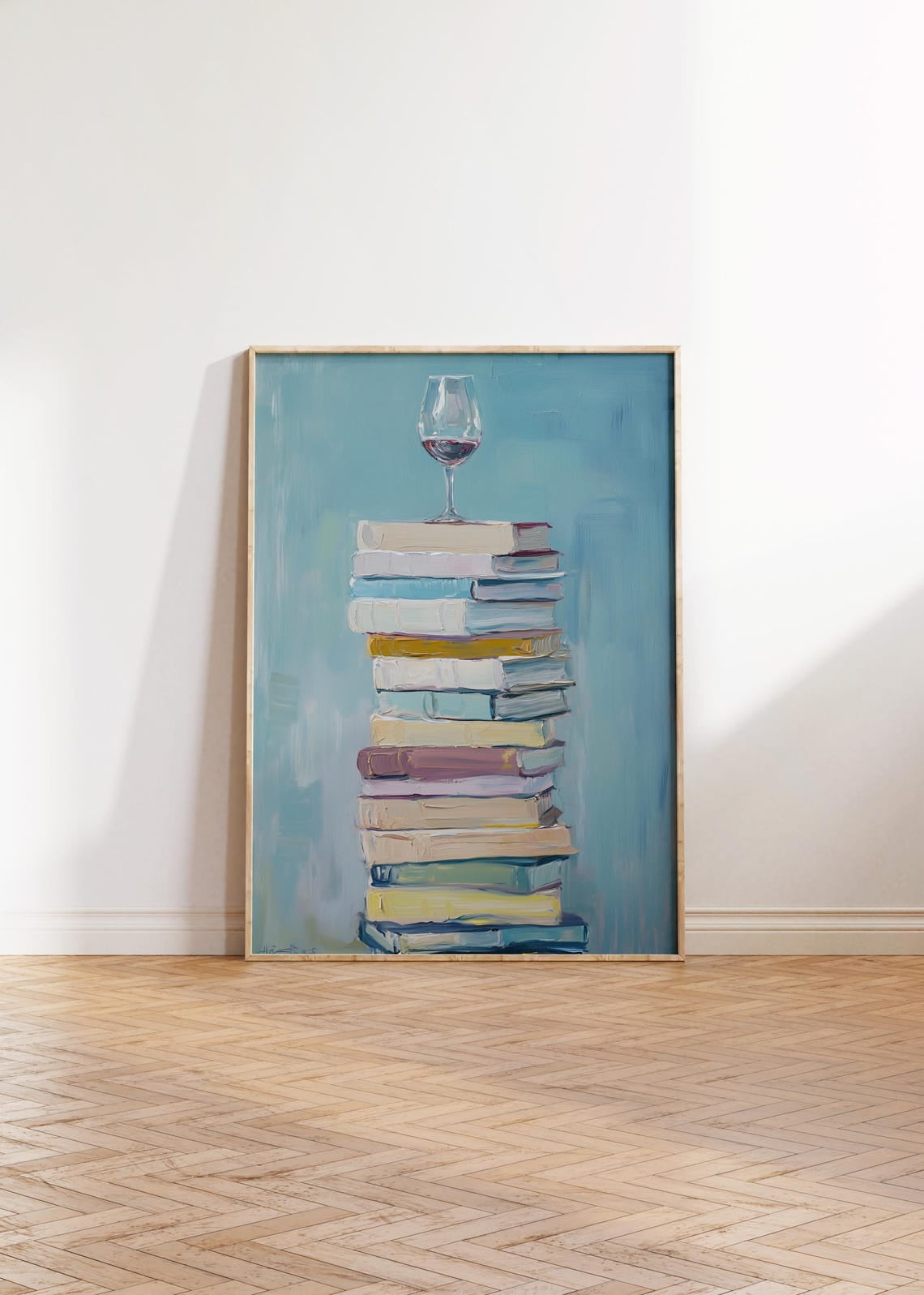 DOPAPRINT Book Lover Print, Stack Of Books Wall Art, Bookworm Painting ...