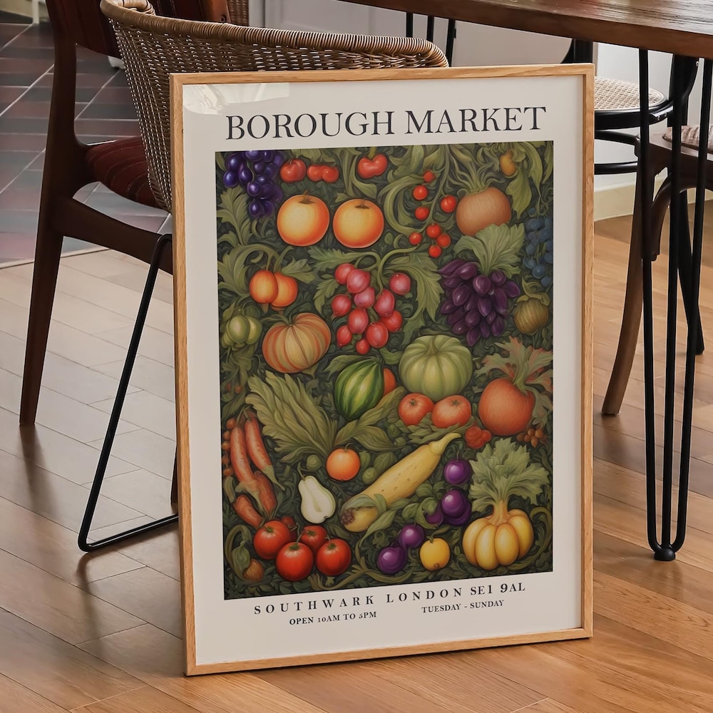 DOPAPRINT Borough Market print, William Morris print, vintage food ...