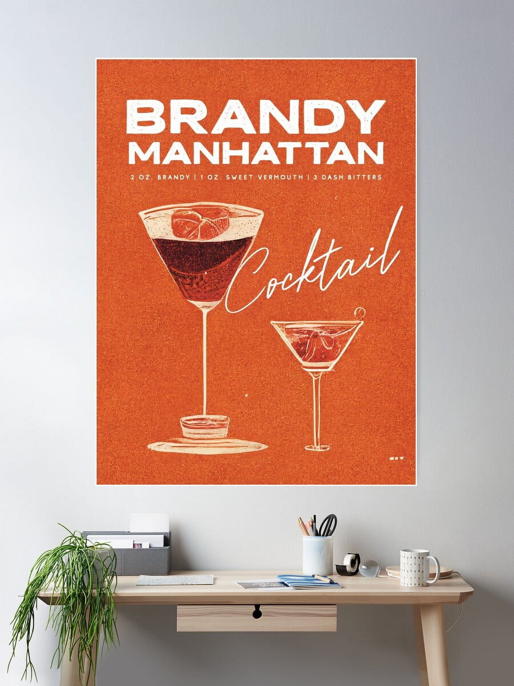 DOPAPRINT Brandy Manhattan Retro Cocktail Poster Orange Bar Prints ...