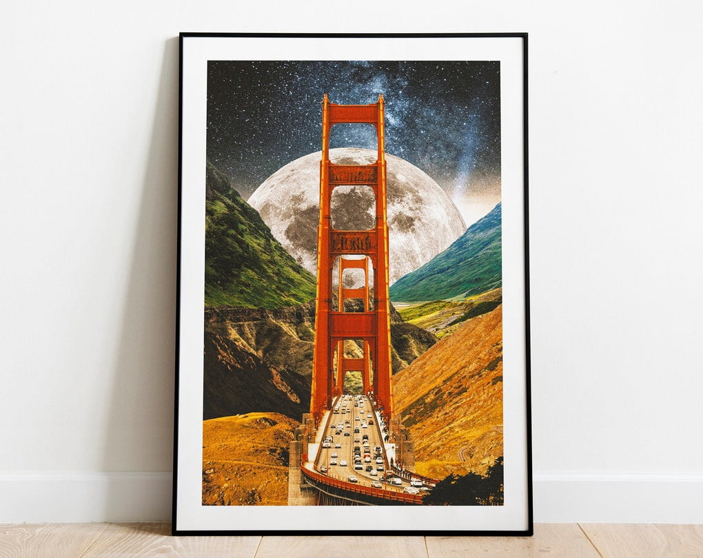 DOPAPRINT Bridge To Fantasy Land Trippy Poster Retro-Futuristic Collage ...