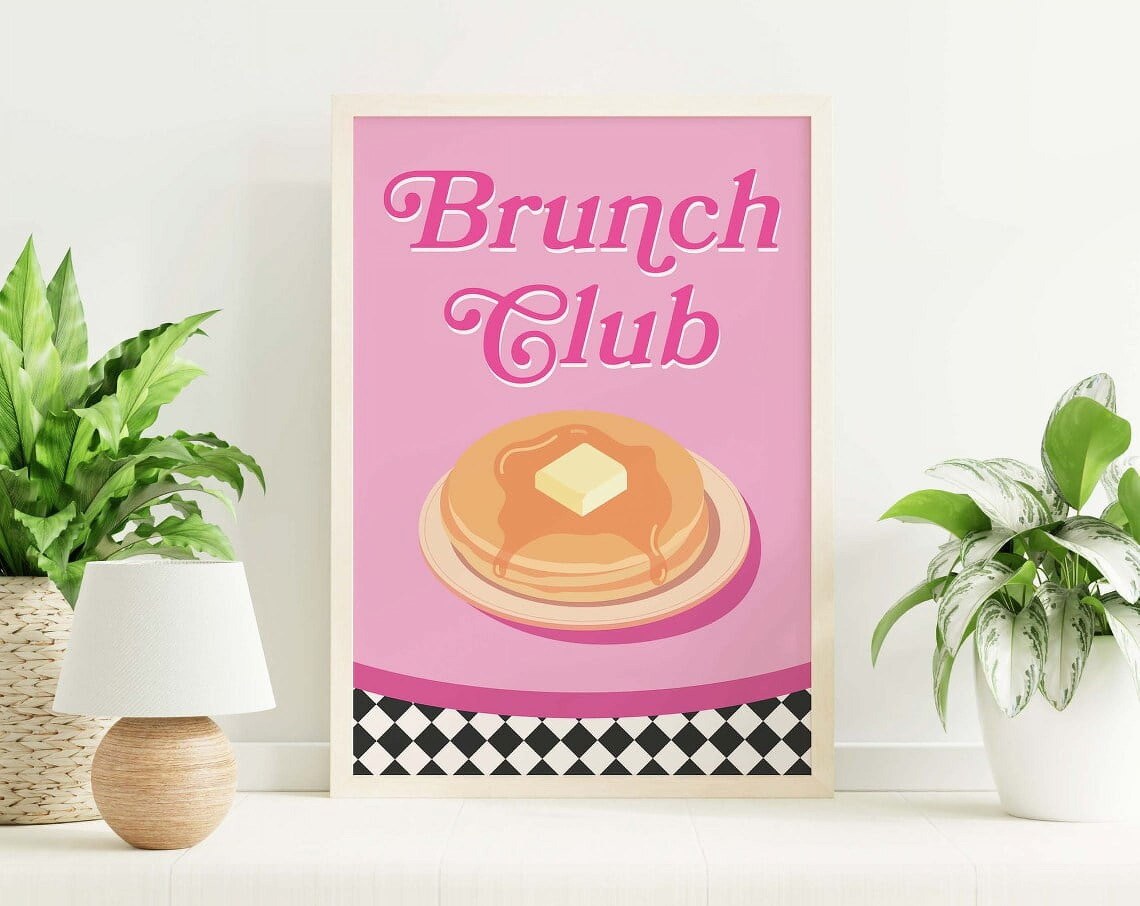 DOPAPRINT Brunch Club Print, Art, Pink Kitchen Food Decor, Retro ...