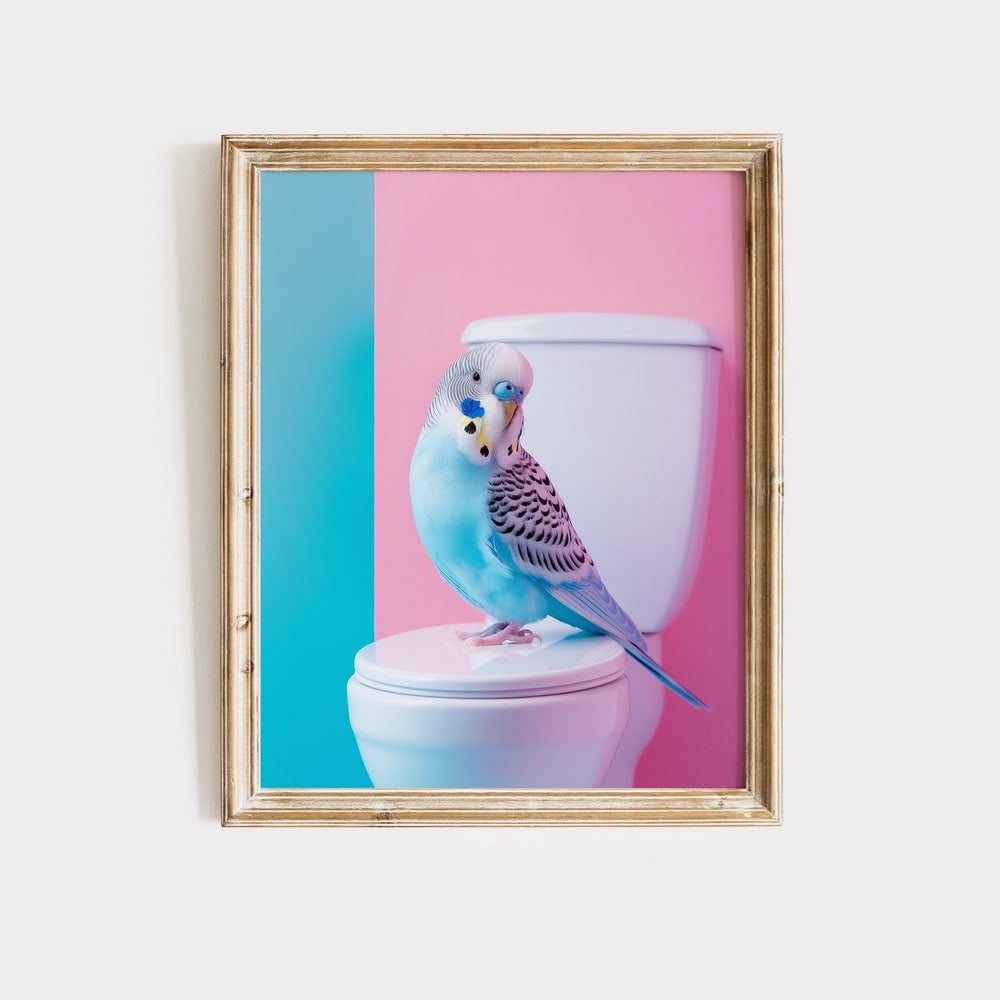 DOPAPRINT Budgie, Bird Bath, Budgie Print, Bird Bathroom Wall Decor ...