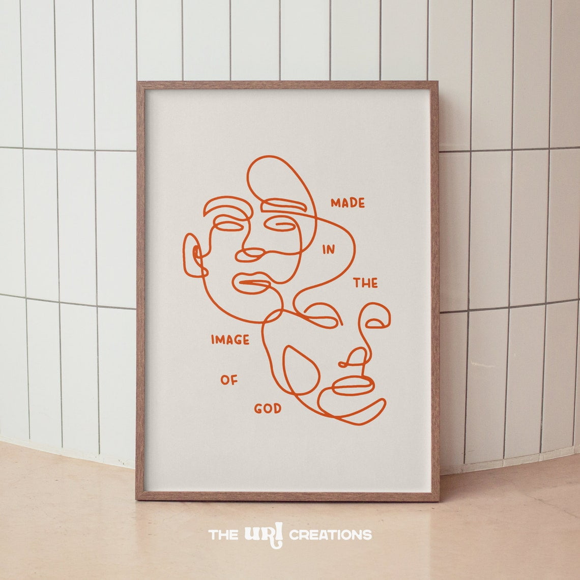 DOPAPRINT Burnt Orange Line Art Print, Image Of God Christian Wall Art ...