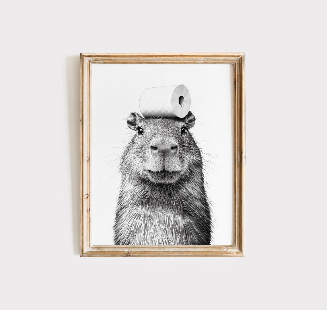 DOPAPRINT Capybara, Capybara Poster, Animal Bathroom Poster, Capybara ...