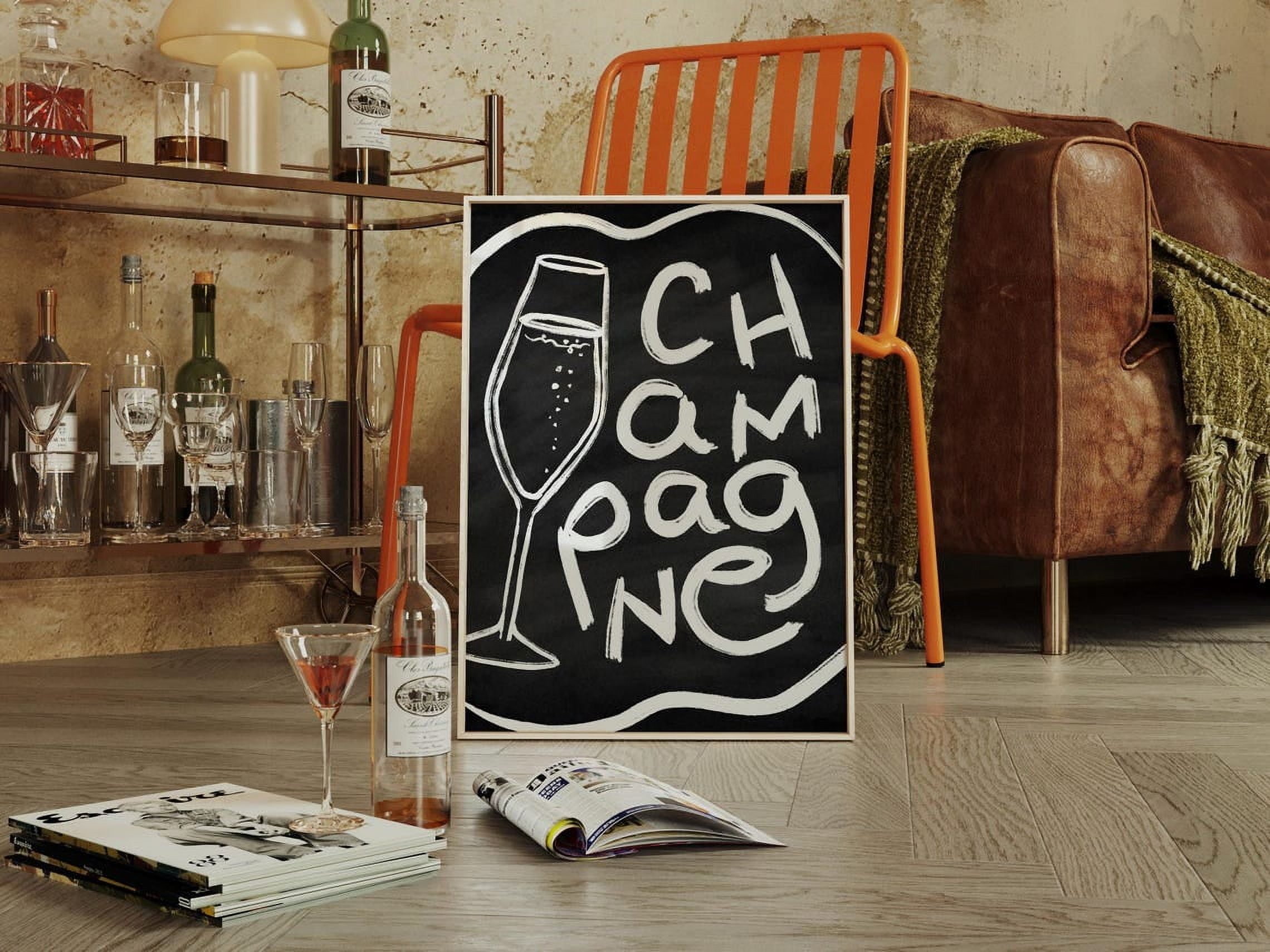 DOPAPRINT Chalkboard Champagne Art - Kitchen Or Bar Print, Black And ...