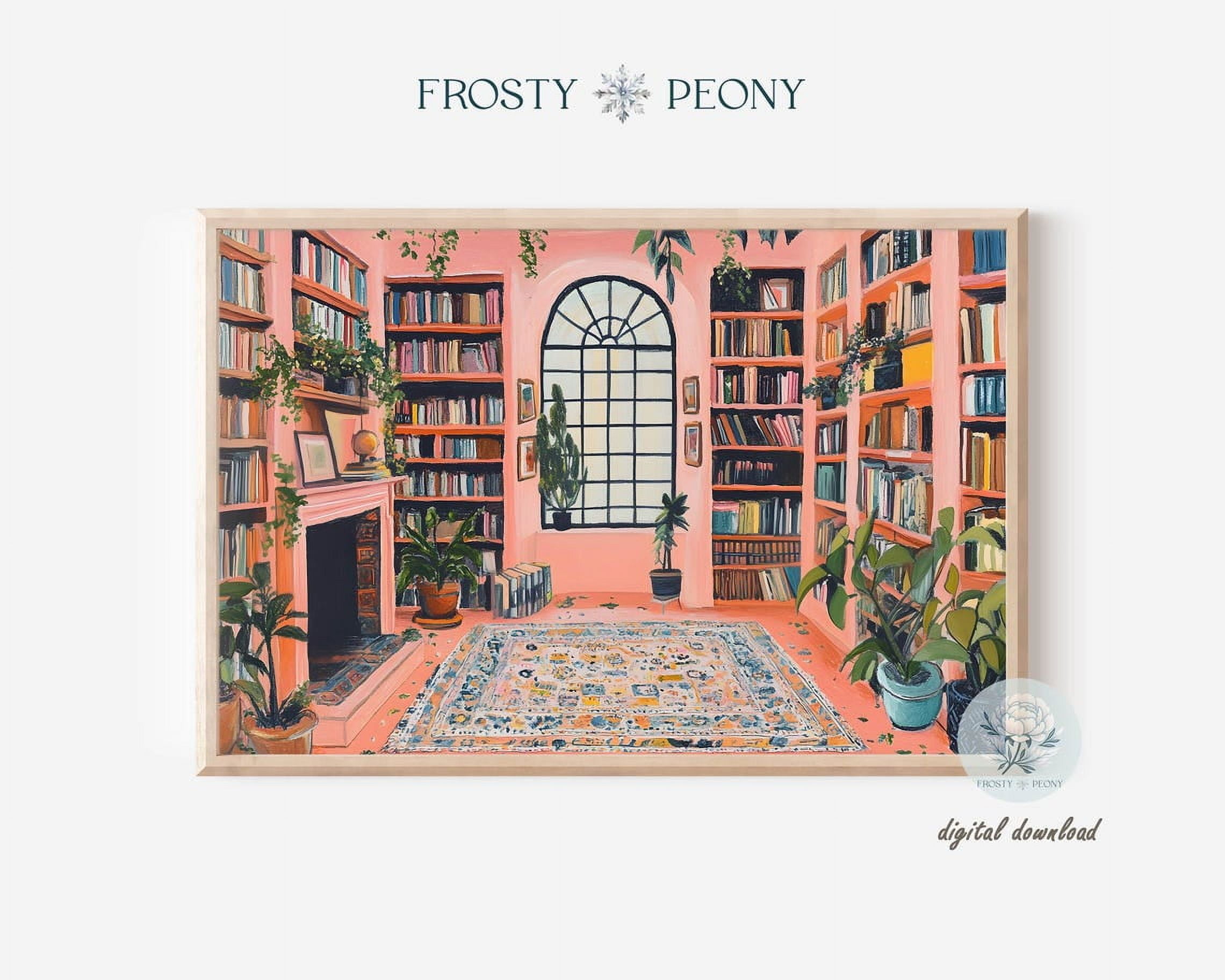 DOPAPRINT Charming Reading Corner Art Print, Cozy Bookshelves And ...