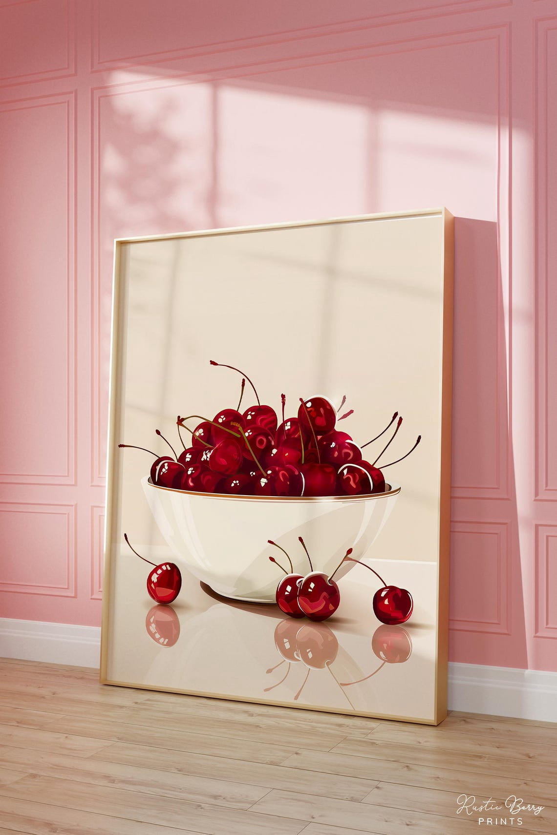 DOPAPRINT Cherries Retro Art Print Wall Art Poster Bowl Of Cherries ...