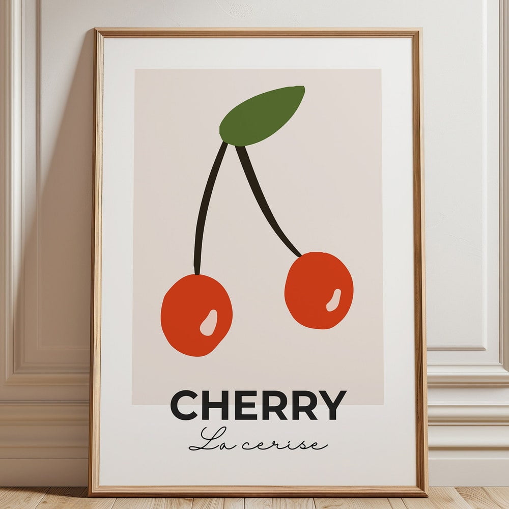DOPAPRINT Cherries Wall Art, Cherry Poster Kitchen Decor, Funky Fruit ...