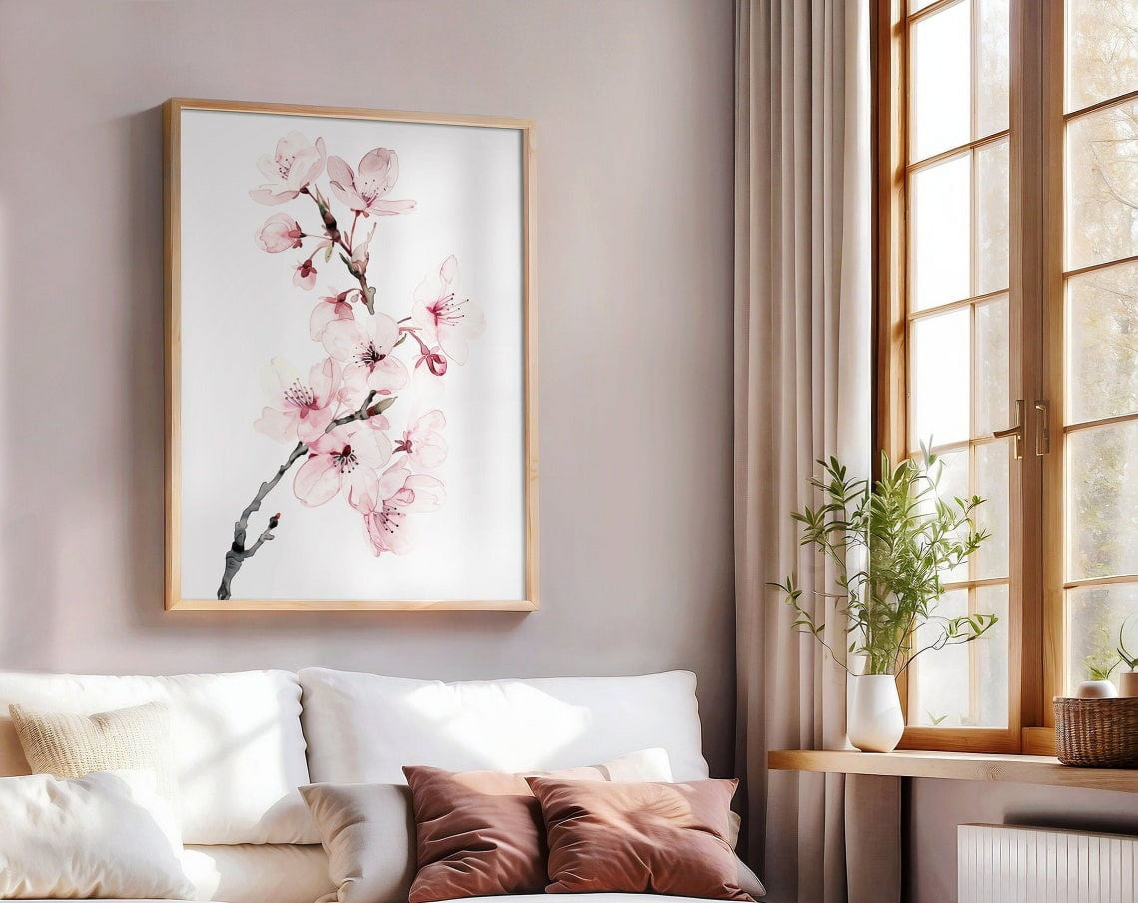 DOPAPRINT Cherry Blossom Art Print, Japandi Wall Art, Sakura Watercolor ...
