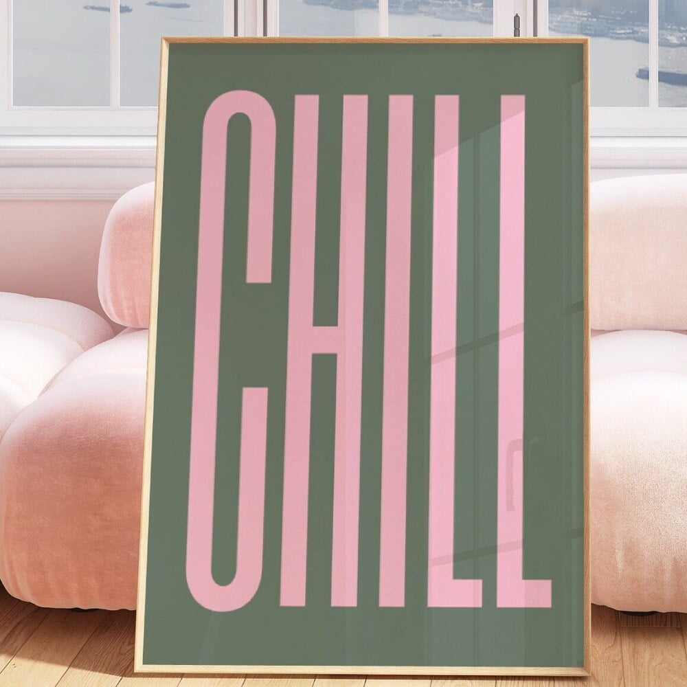 DOPAPRINT Chill Print, Trendy Quote Wall Art, Sage Green Typography ...