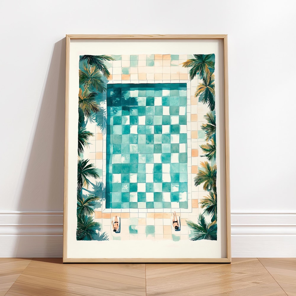 DOPAPRINT Chilling By The Pool, Beachy Room Decor, Swimming Pool Poster ...