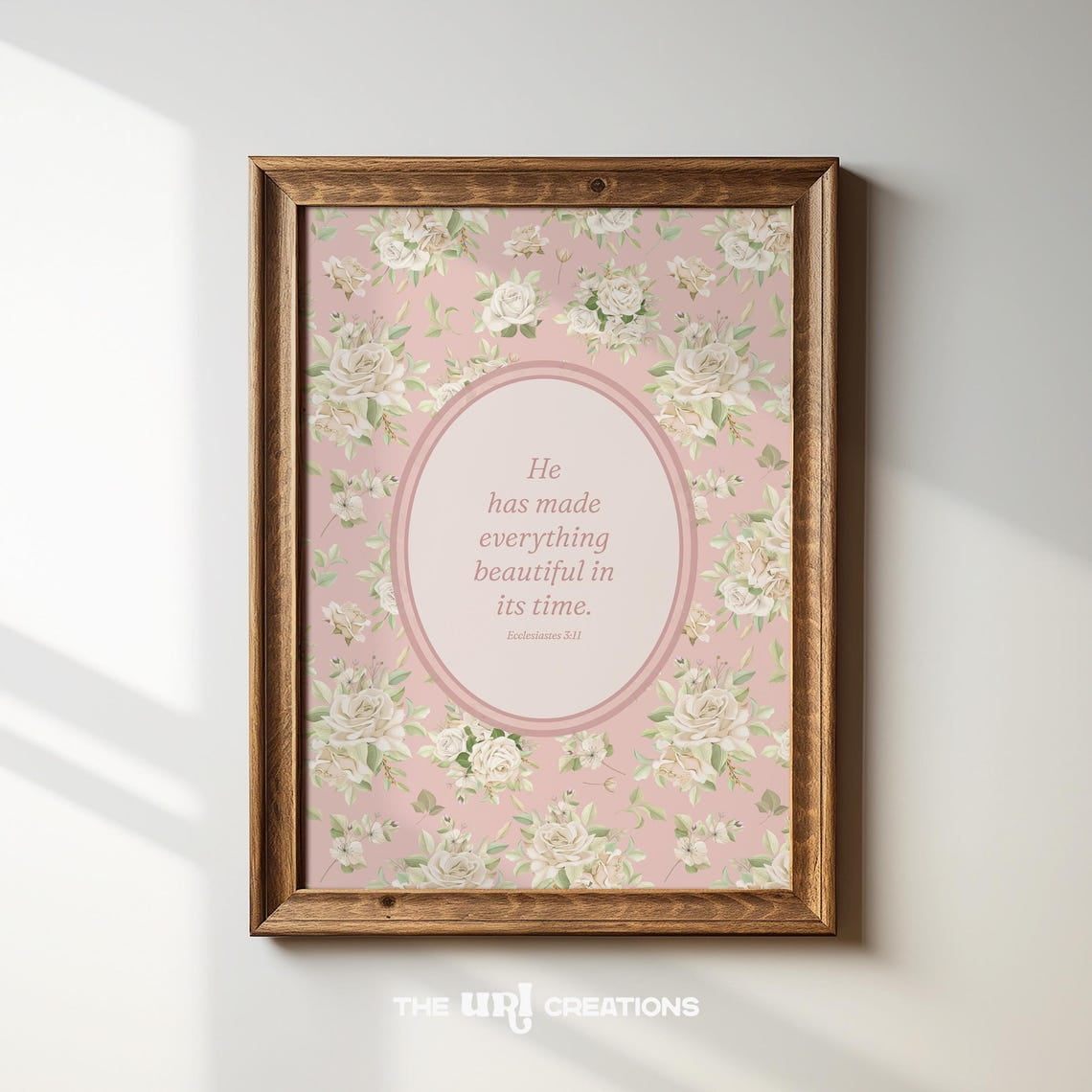 DOPAPRINT Christian Wall Art Pink, Ecclesiastes 3:11 Bible Verse Poster ...