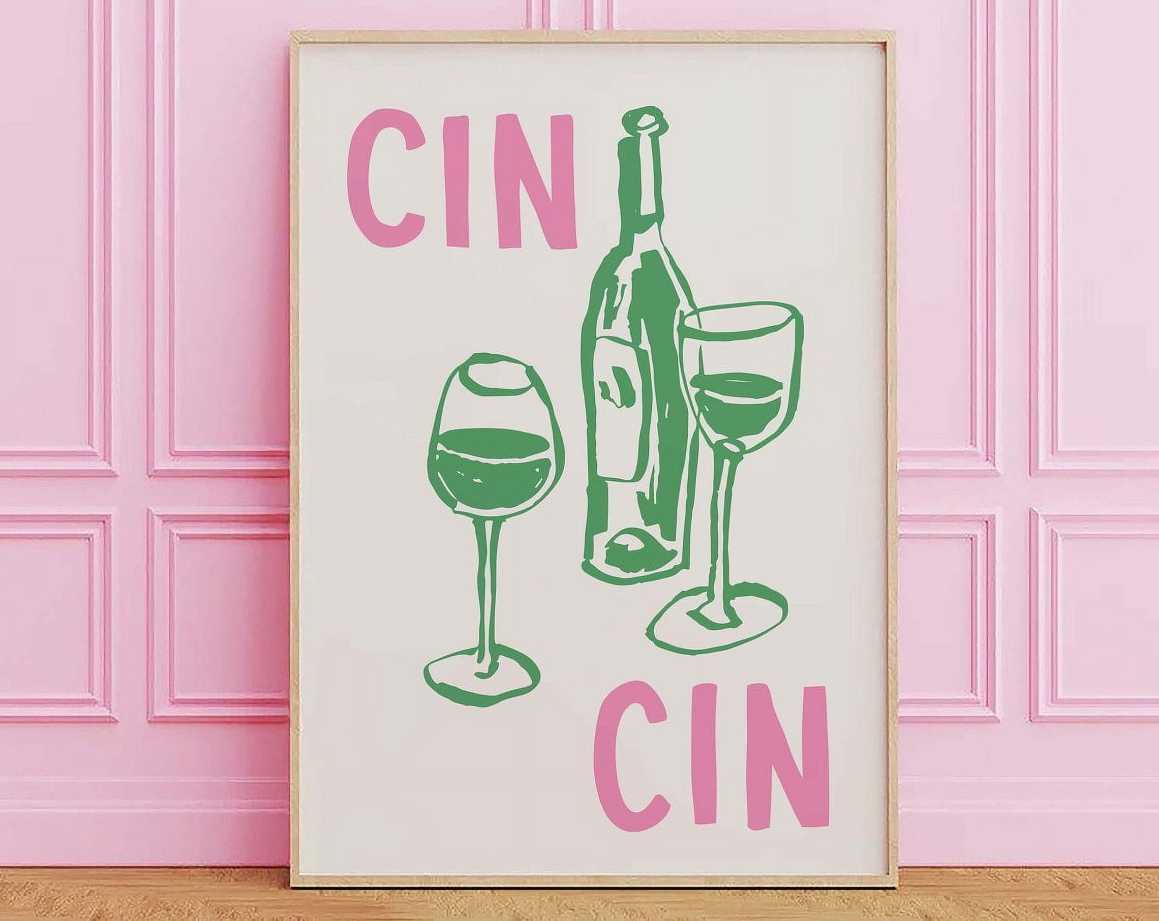 DOPAPRINT Cin Cin Print, Art, Cute Wine Sketch Print, Cocktail Bar Art, Trendy Kitchen Print ...