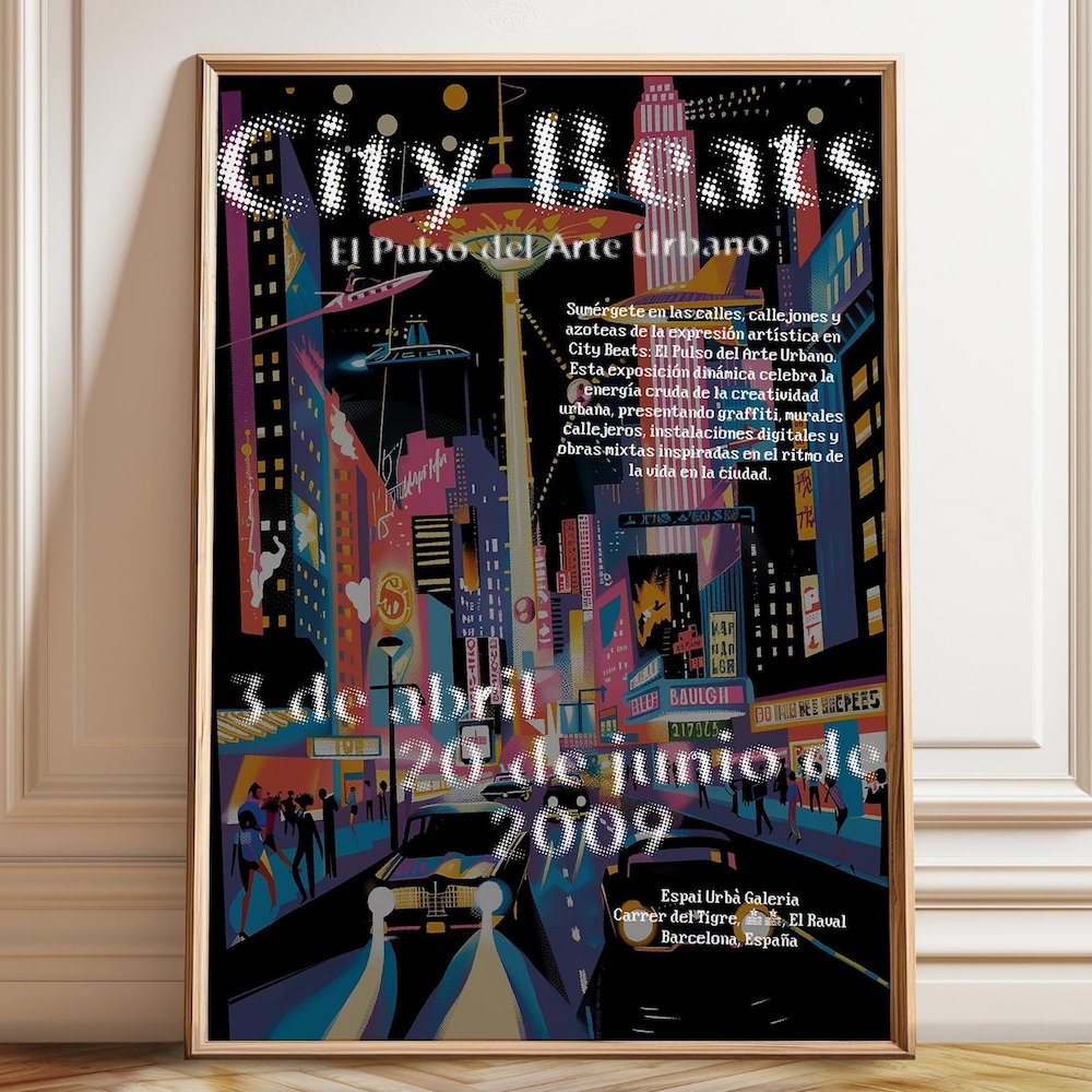 DOPAPRINT City Street Nightlife Poster Vibrant Urban Graffiti Scene ...