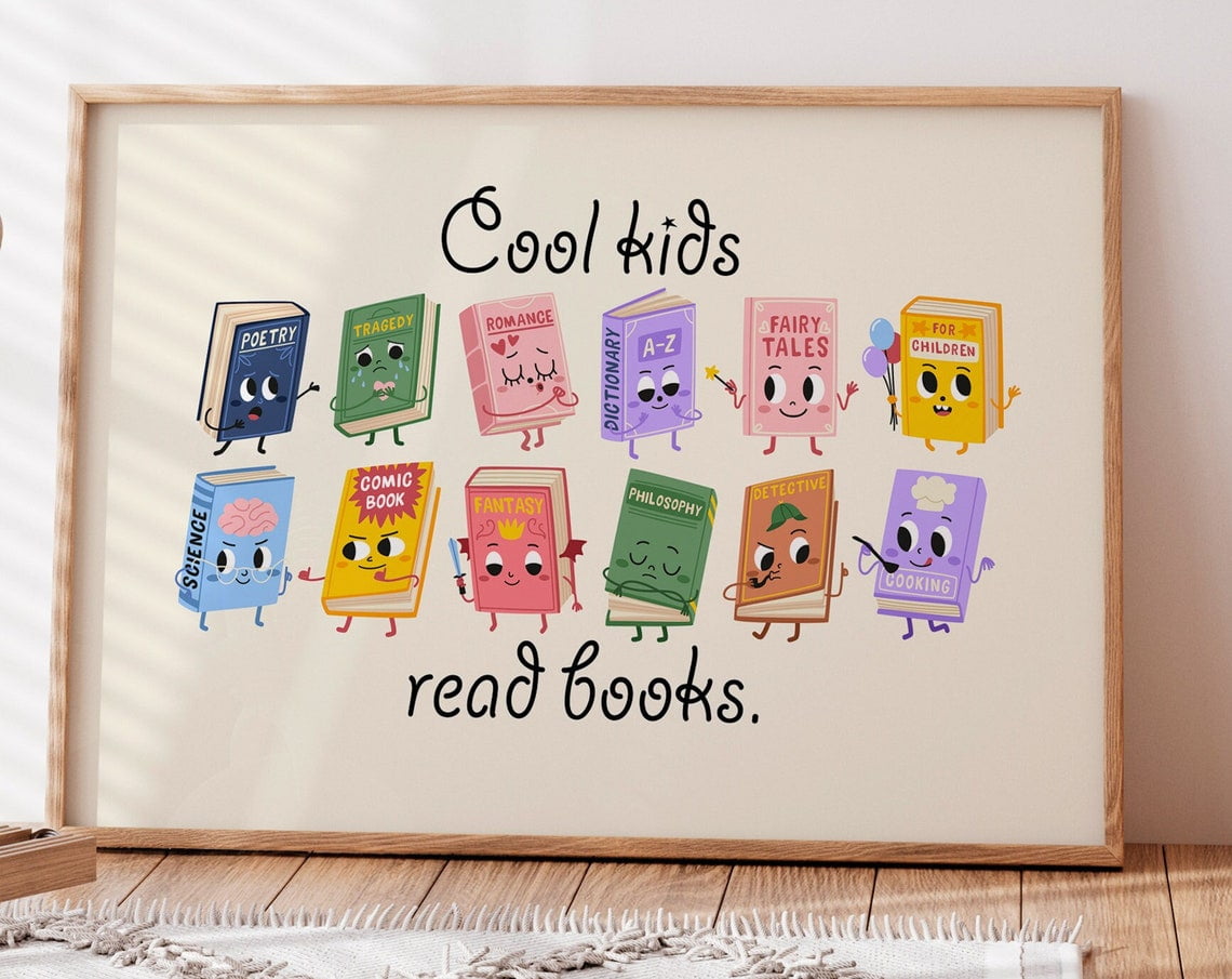 DOPAPRINT Classroom Reading Educational Poster, Library Cool Kids Read ...