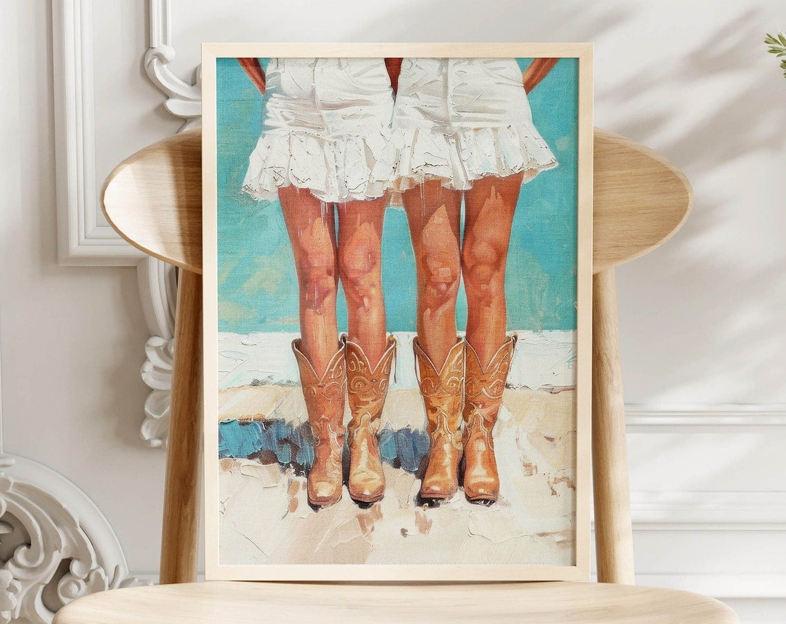 DOPAPRINT Coastal Cowgirl Western Artwork, Coastal Art Beach Decor ...