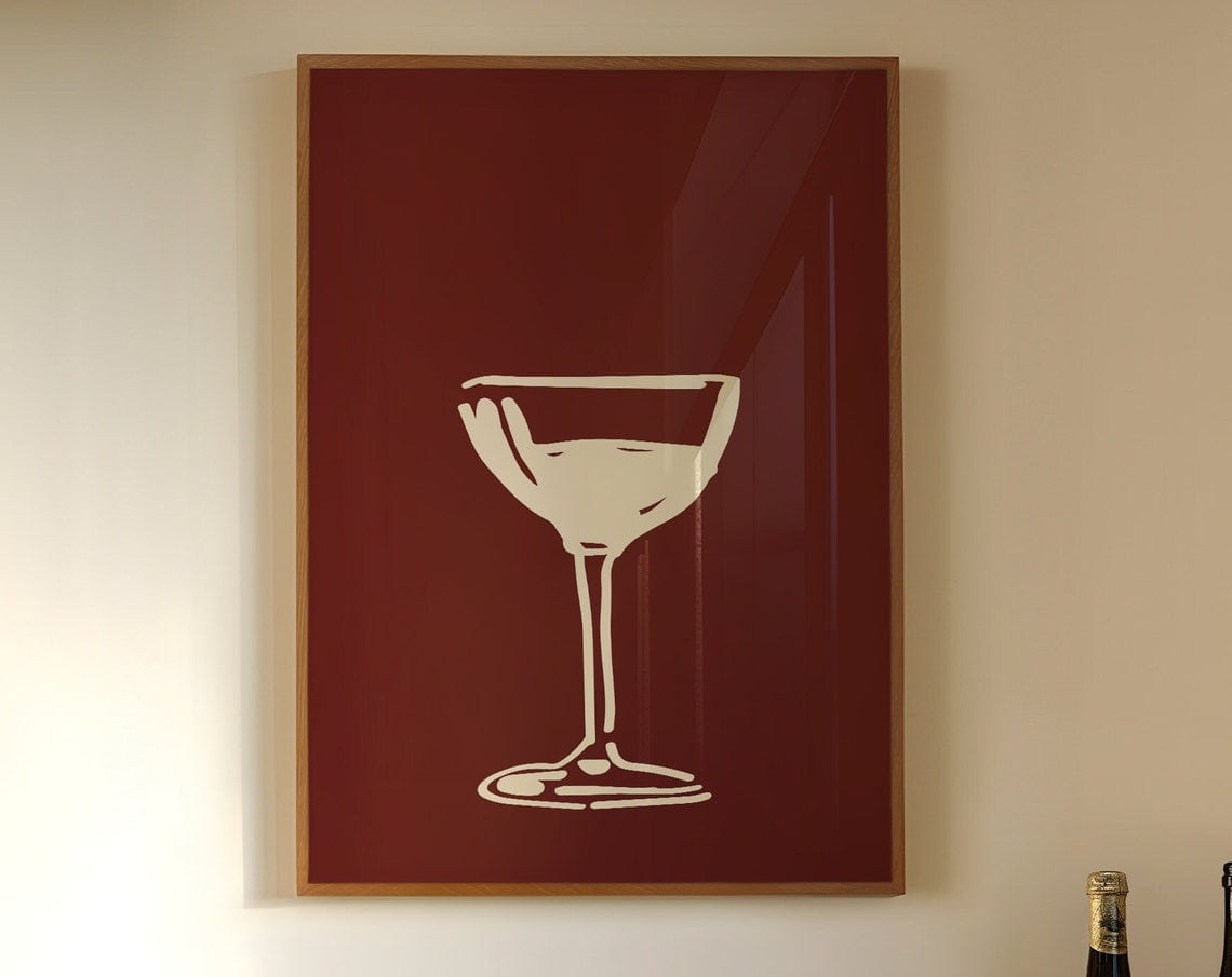 DOPAPRINT Cocktail Bar Cart Poster! Boho, Minimalist Modern Art ...