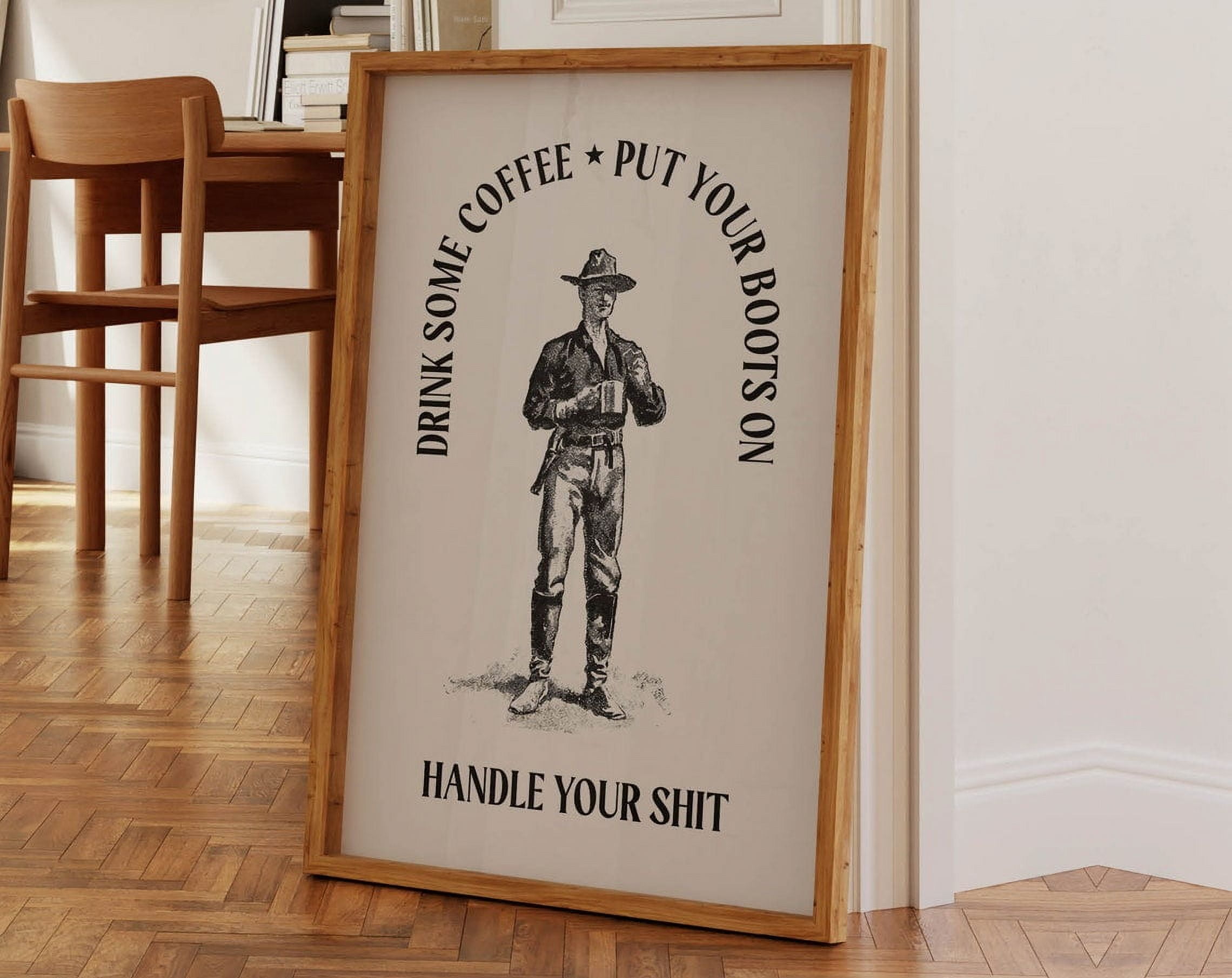 DOPAPRINT Coffee Cowboy Wall Art Coffee Bar Decor Western Coffee Print ...