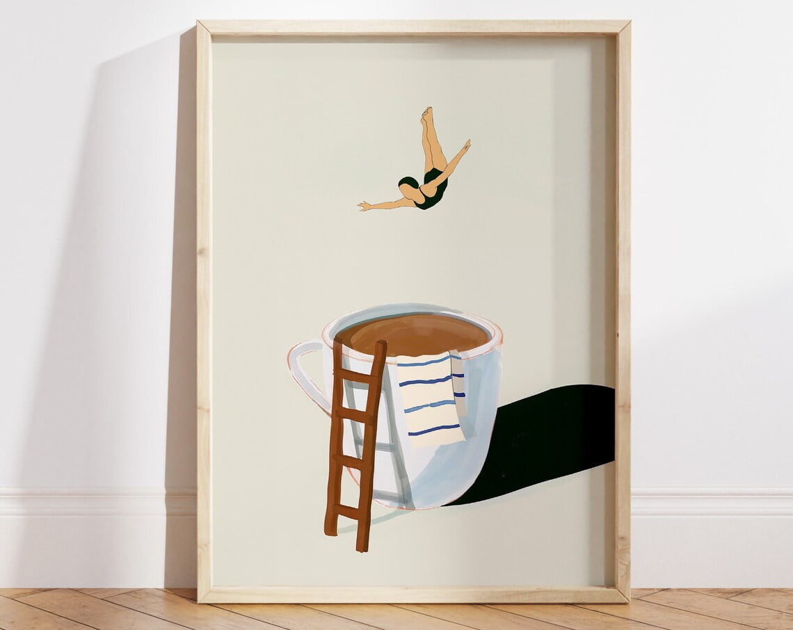 DOPAPRINT Coffee Diver Poster Print, Good Morning Coffee Poster, Coffee ...