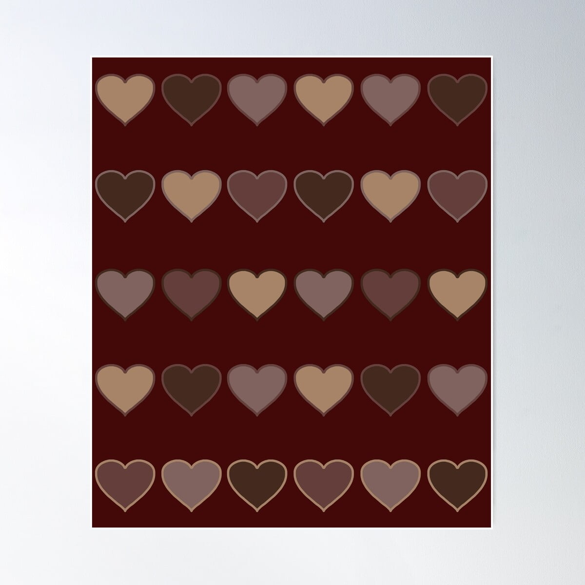 DOPAPRINT Coffee Hearts In Threaded Maroon Poster Wall Art, Modern Wall ...