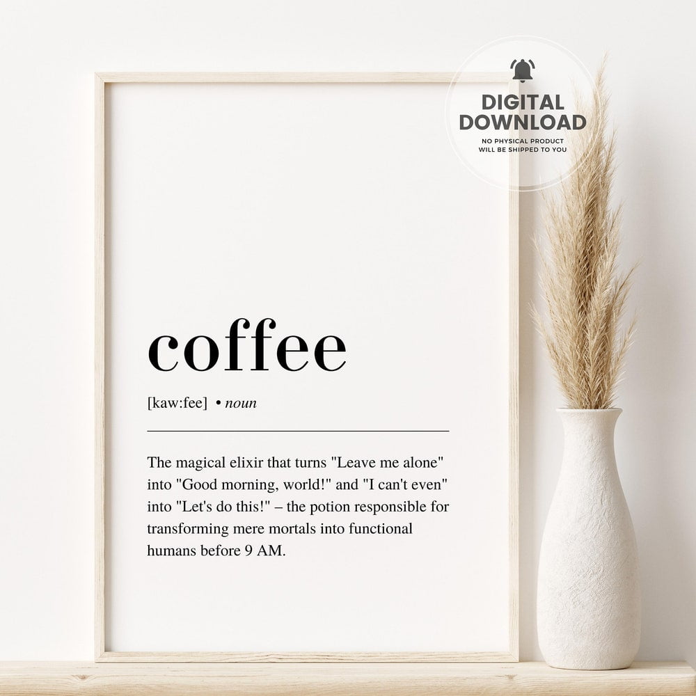 DOPAPRINT Coffee Print, Coffee Definition Print, Funny Coffee Print ...