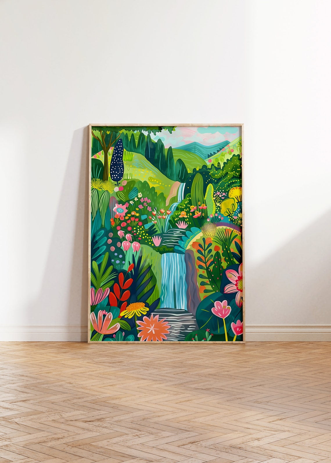 DOPAPRINT Colorful Landscape Wall Art, Soft Pastel River Print ...