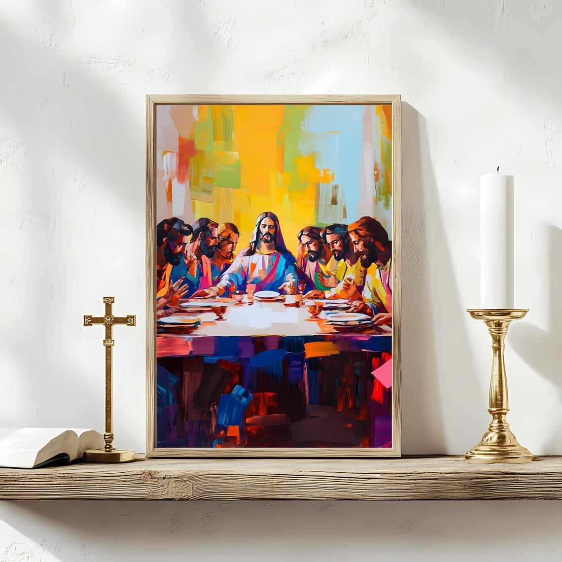 DOPAPRINT Colorful Last Supper Art, Abstract Christian Wall Art, Modern ...