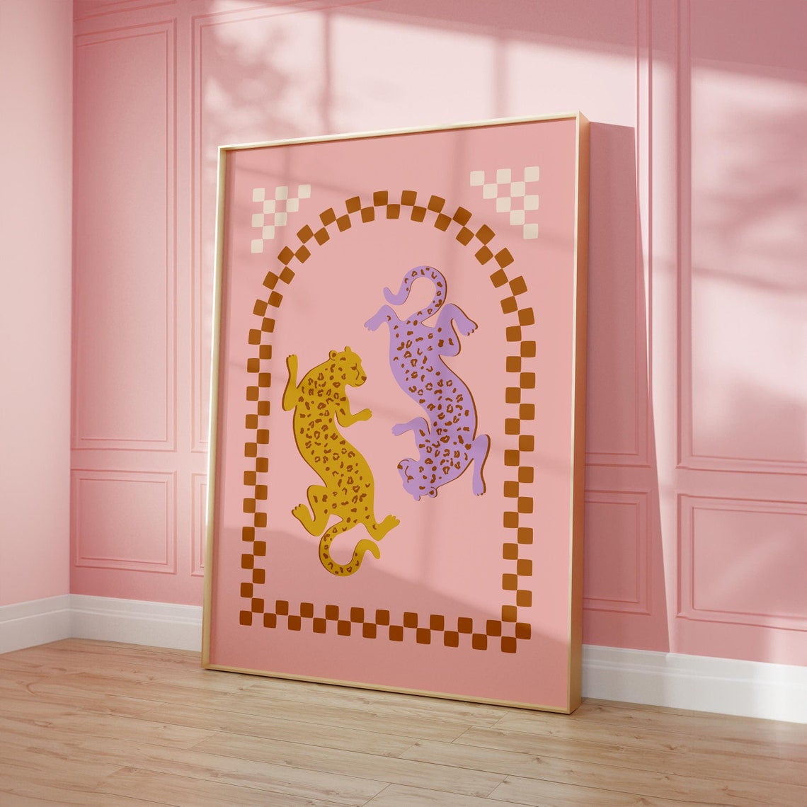 DOPAPRINT Colorful Leo.pard Printable Art Retro Maximalist Wall Art Cheetah Print, Pink Preppy ...