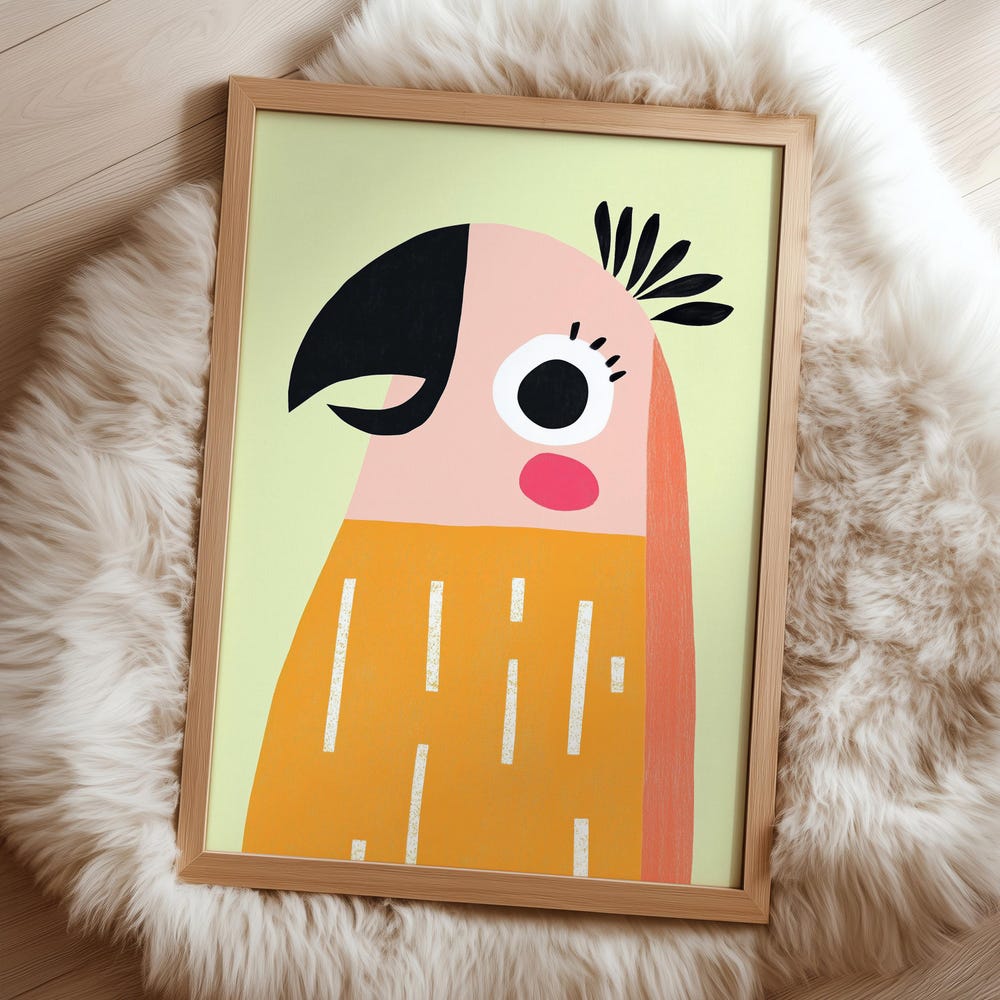 DOPAPRINT Colorful Parrot Wall Art Playful Tropical Bird Poster Kids ...