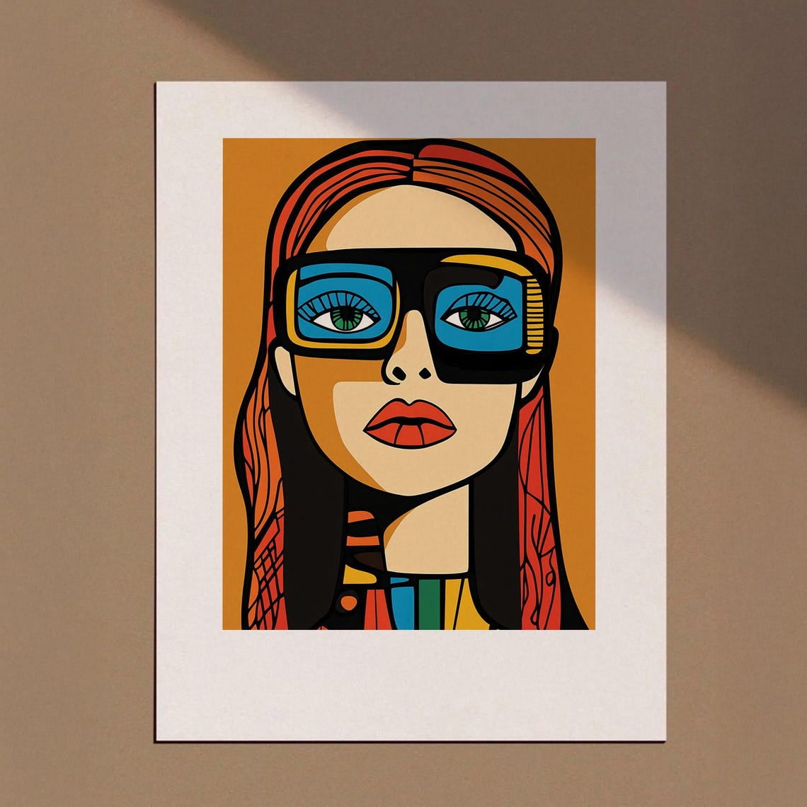 DOPAPRINT Colorful Surrealism Print, Contemporary Cubism Woman Face Art ...