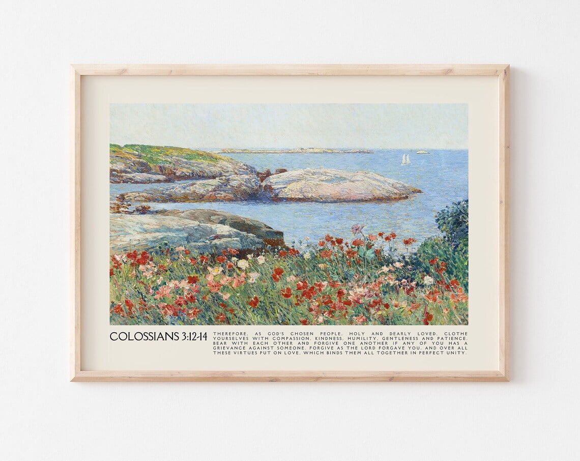 DOPAPRINT Colossians 3 Vintage Landscape Print, Christian Wall Art ...