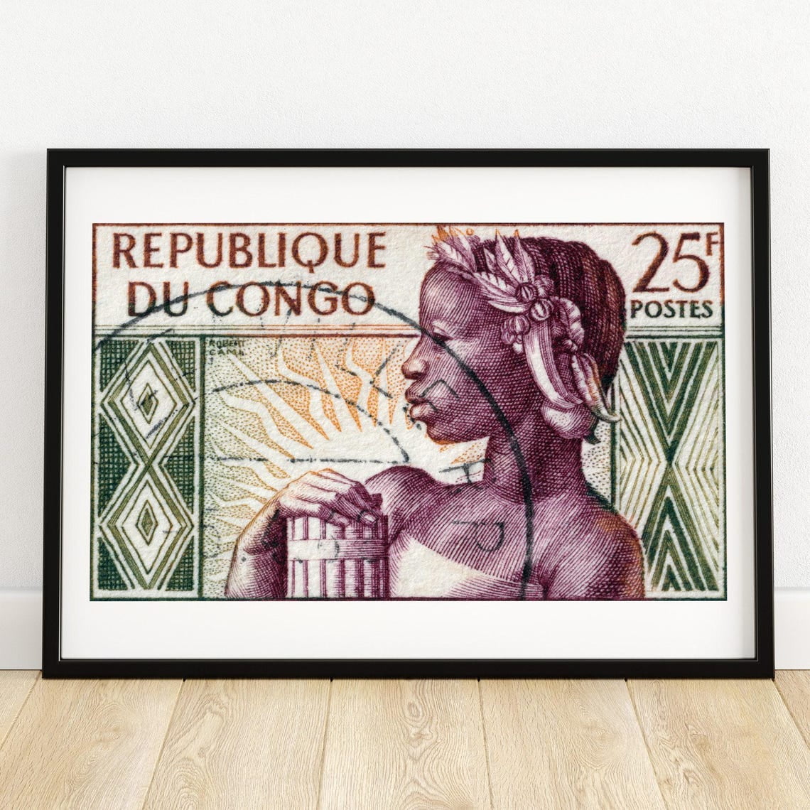 DOPAPRINT Congolese Woman - Vintage Congo Art - Postage Stamp Print ...