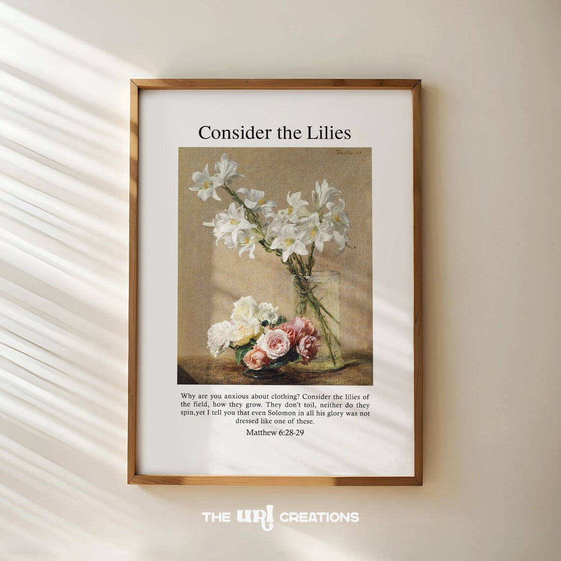 DOPAPRINT Consider The Lilies Christian Wall Art, Vintage Floral Bible ...