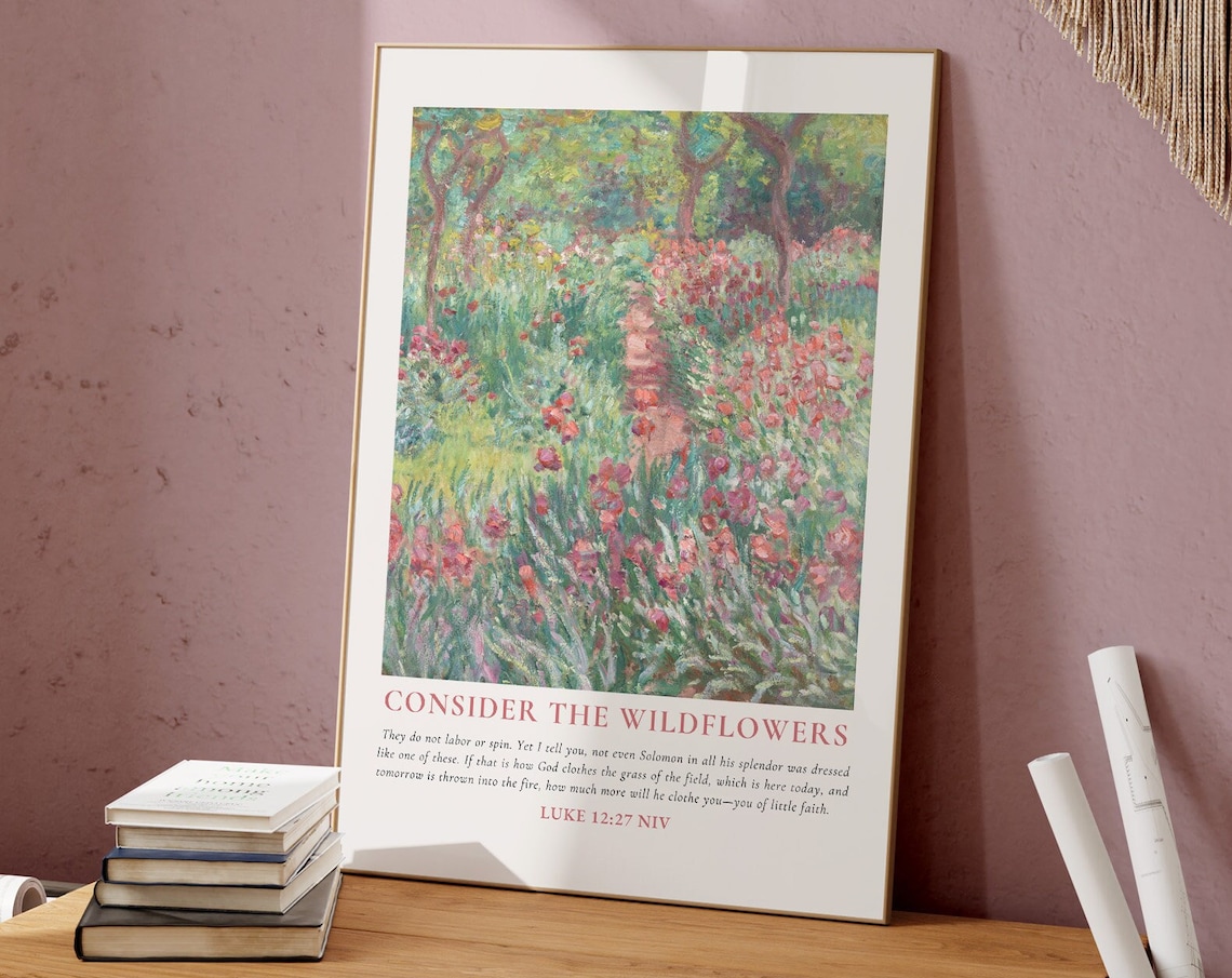 DOPAPRINT Consider The Wildflowers Monet Vintage Print Christian Wall ...
