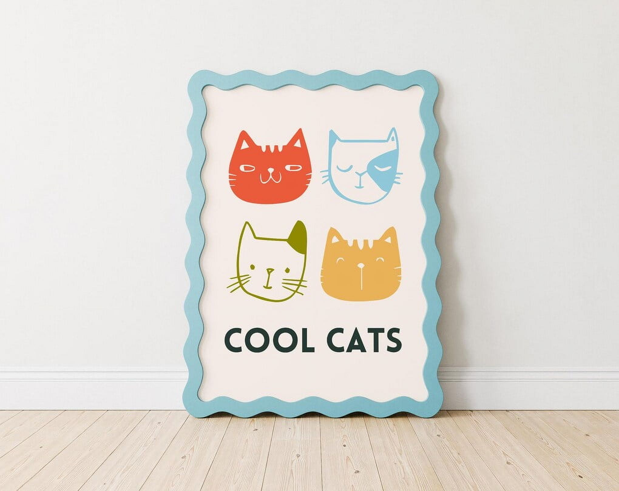 DOPAPRINT Cool Cat Print, Kids Room Wall Art, Colorful Playroom Decor ...